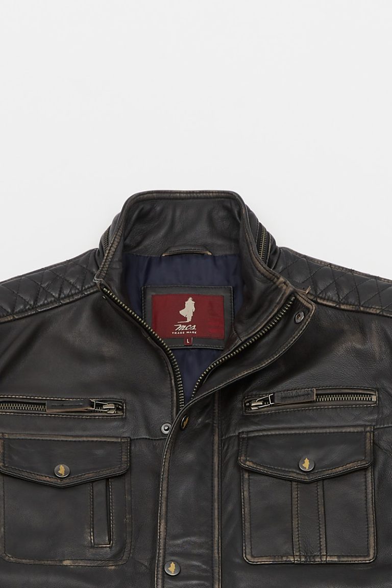Multi-pocket leather jacket - MCS ex Marlboro Classic's